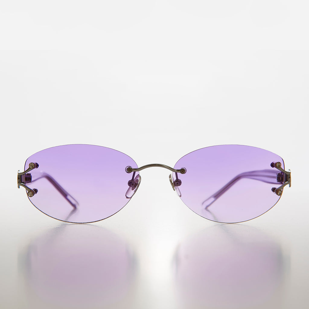 Rimless Color Tinted Lens Sunglass with Rhinestones - Ruby – Sunglass ...