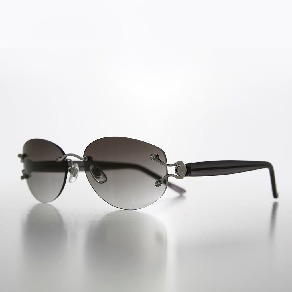 Rimless Color Tinted Lens Sunglass with Rhinestones - Ruby – Sunglass ...