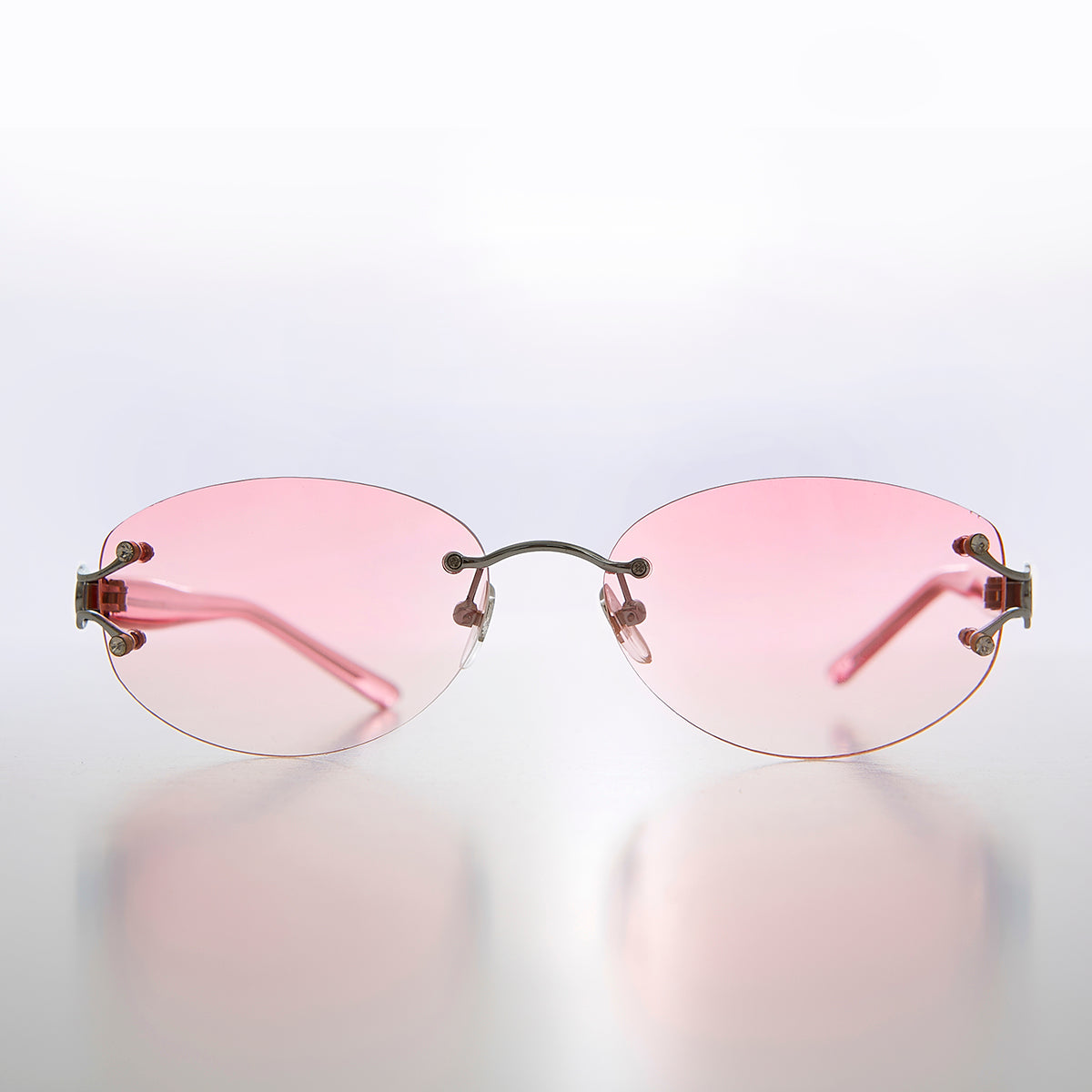 Rimless Color Tinted Lens Sunglass with Rhinestones - Ruby – Sunglass ...