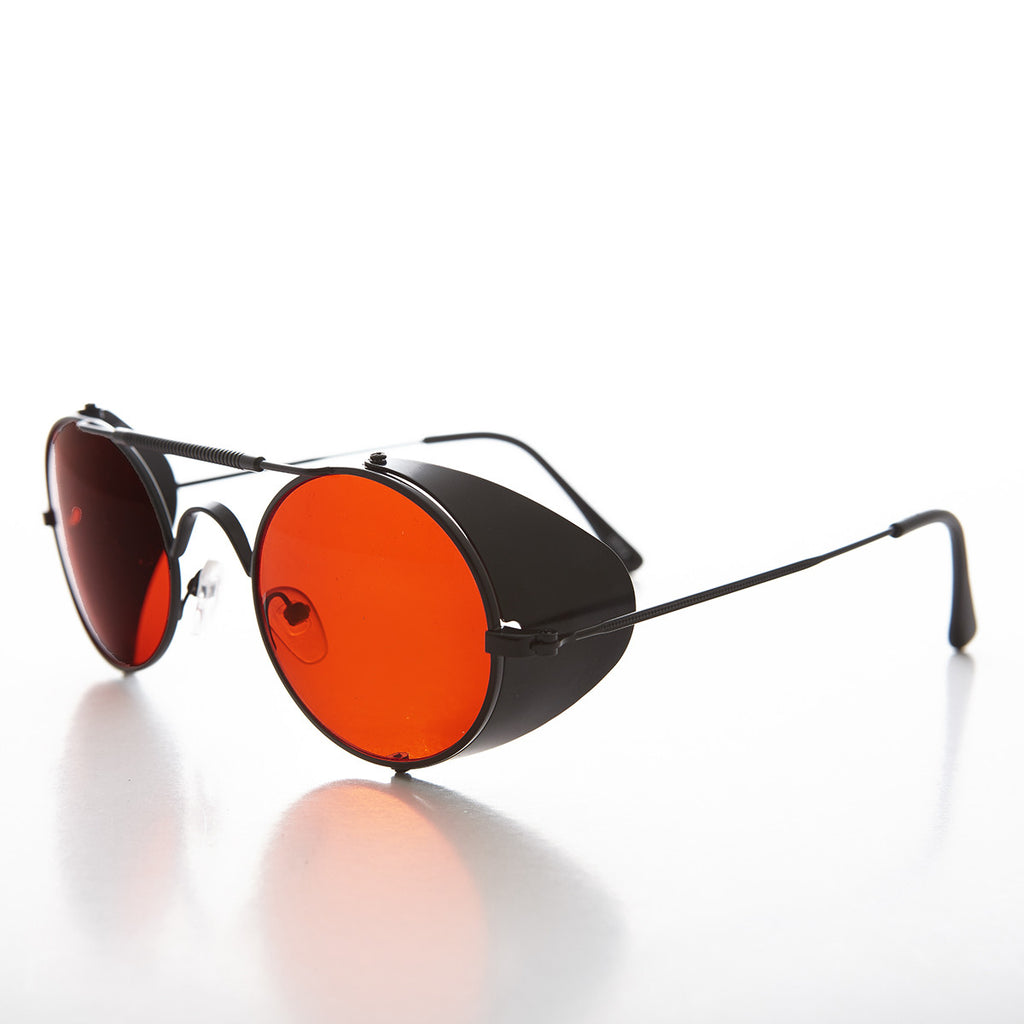 Red Lens Steampunk Sunglass with Folding Side Shields – Sunglass Museum