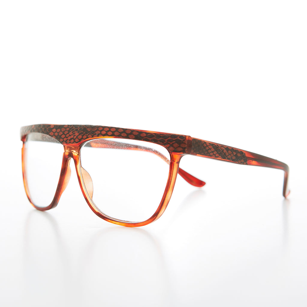 Snakeskin Clear Lens 80s Glasses - Cobra – Sunglass Museum