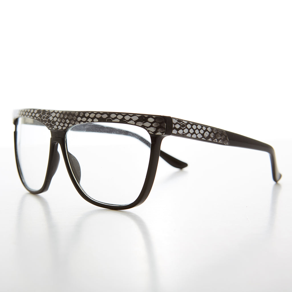 Snakeskin Clear Lens 80s Glasses - Cobra – Sunglass Museum