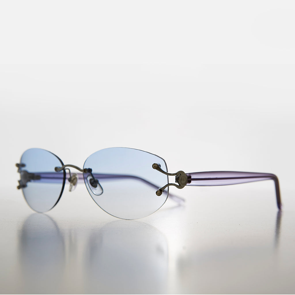 Rimless Color Tinted Lens Sunglass with Rhinestones - Ruby – Sunglass ...